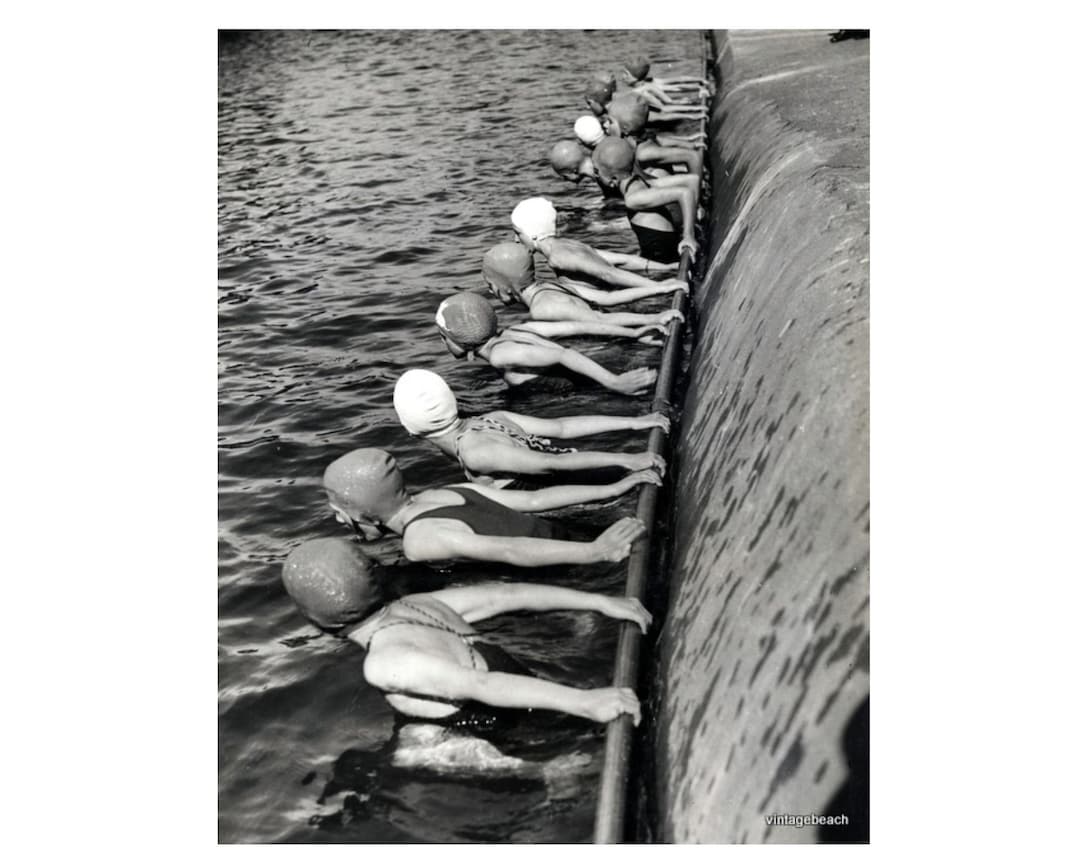 Vintage Swim Art, Women's Swim Team Photo, Bathroom Wall Art - Etsy