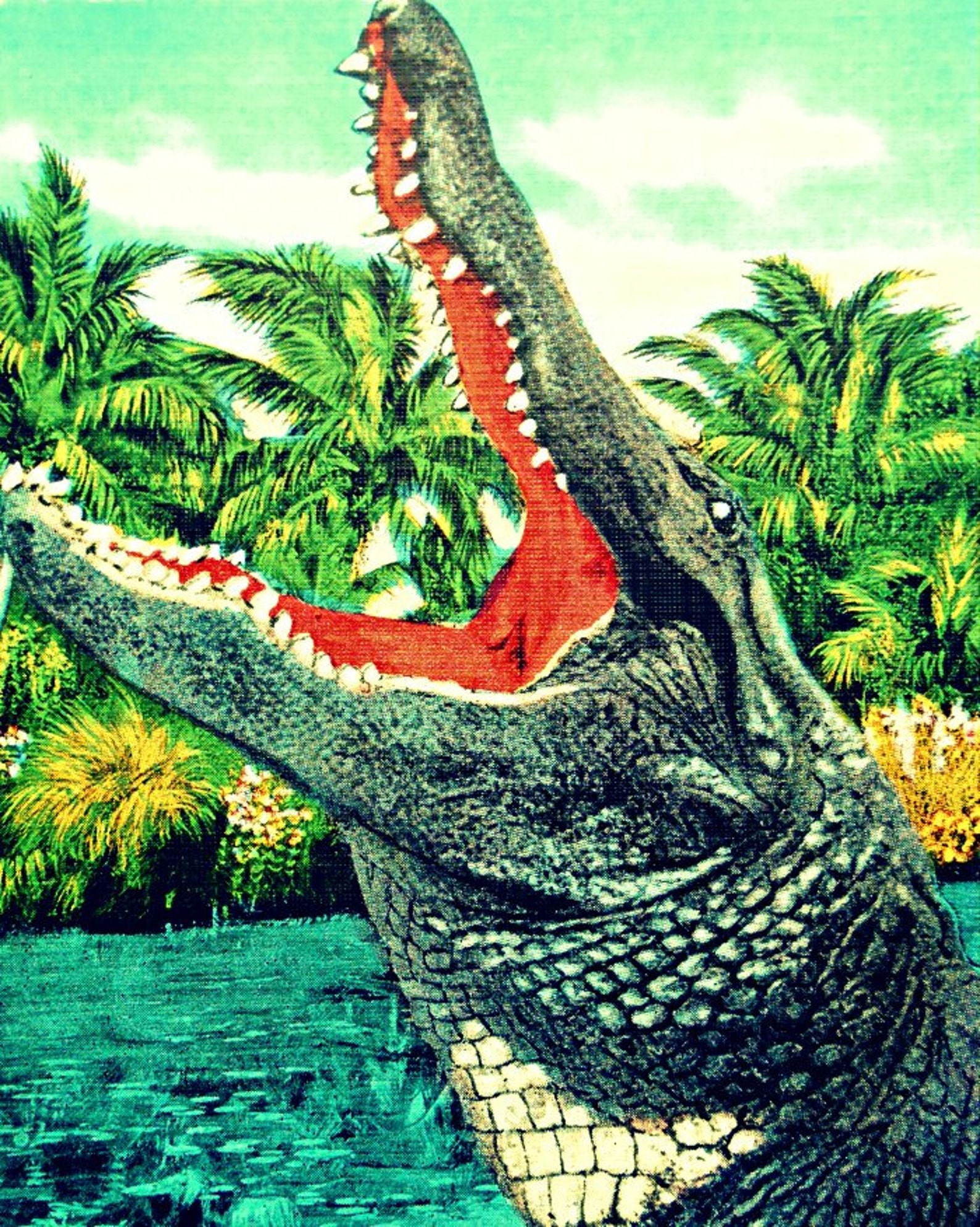 Retro Alligator Print, Vintage Bathroom Art, Tropical Decor - Etsy
