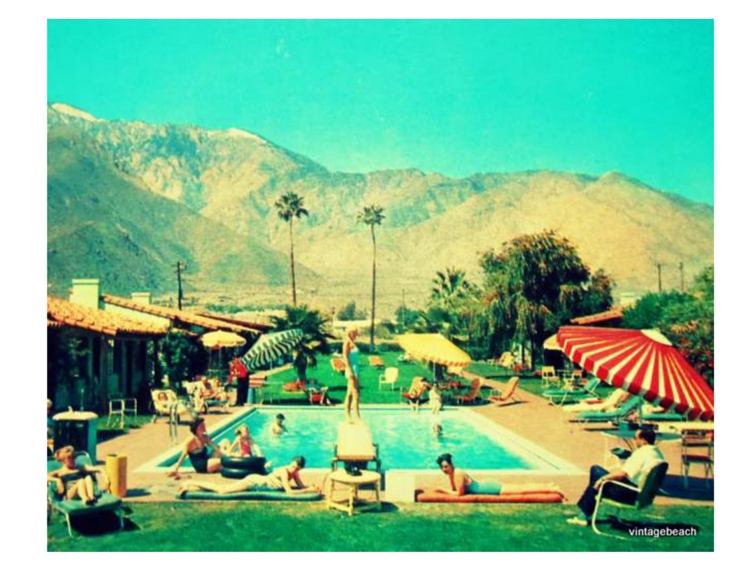 Vintage Photo Palm Springs Pool Party, Vintage Califorrnia Wall Art ...