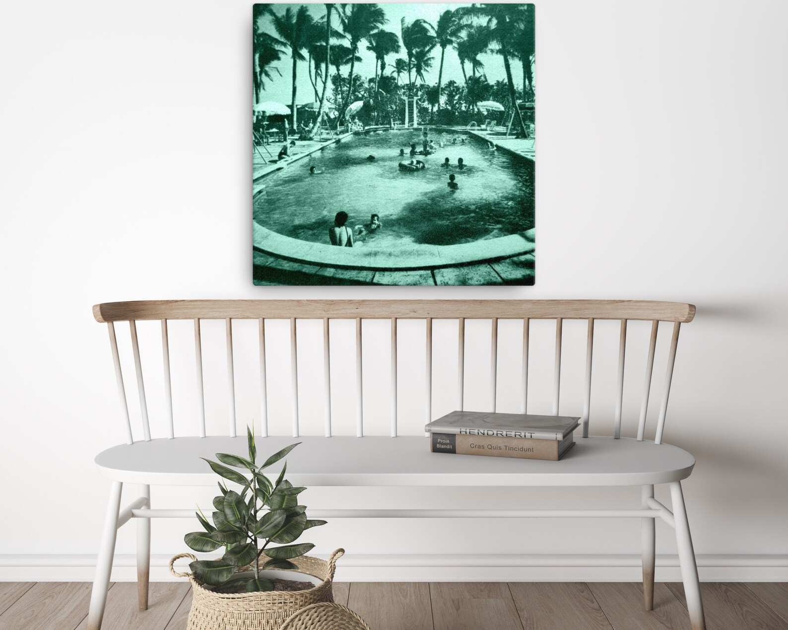 Mid Century Canvas swimming pool art on canvas Summer | Etsy