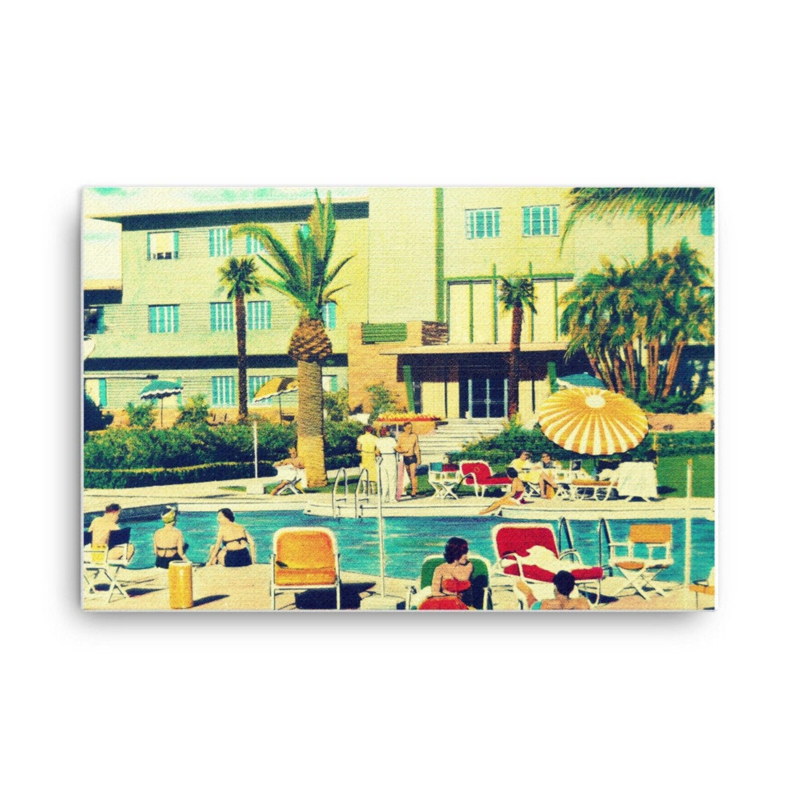 Vintage Beach Art on 16x20 Canvas Beach Canvas Art Vintage - Etsy