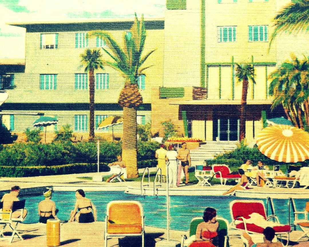 Mid Century Prints, Vintage Las Vegas Motel Swimming Pool Art, Retro ...