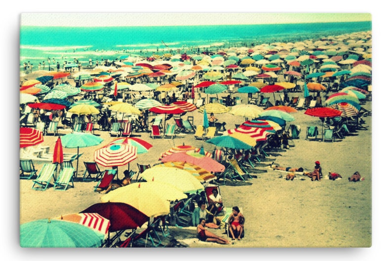 Vintage Beach Scenes on canvas Italian Beaches Beach | Etsy
