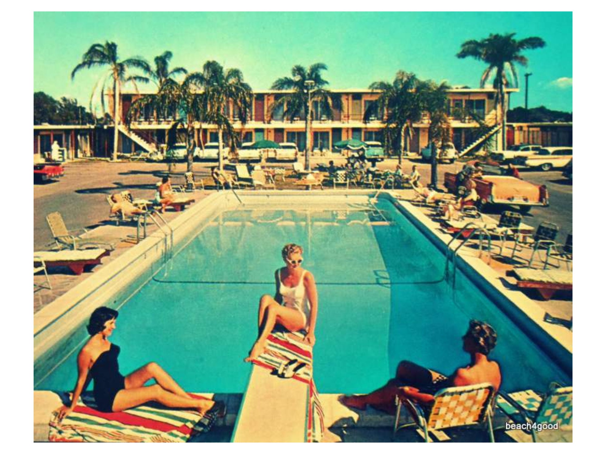 Mid Century art prints retro motel swimming pool art MCM | Etsy