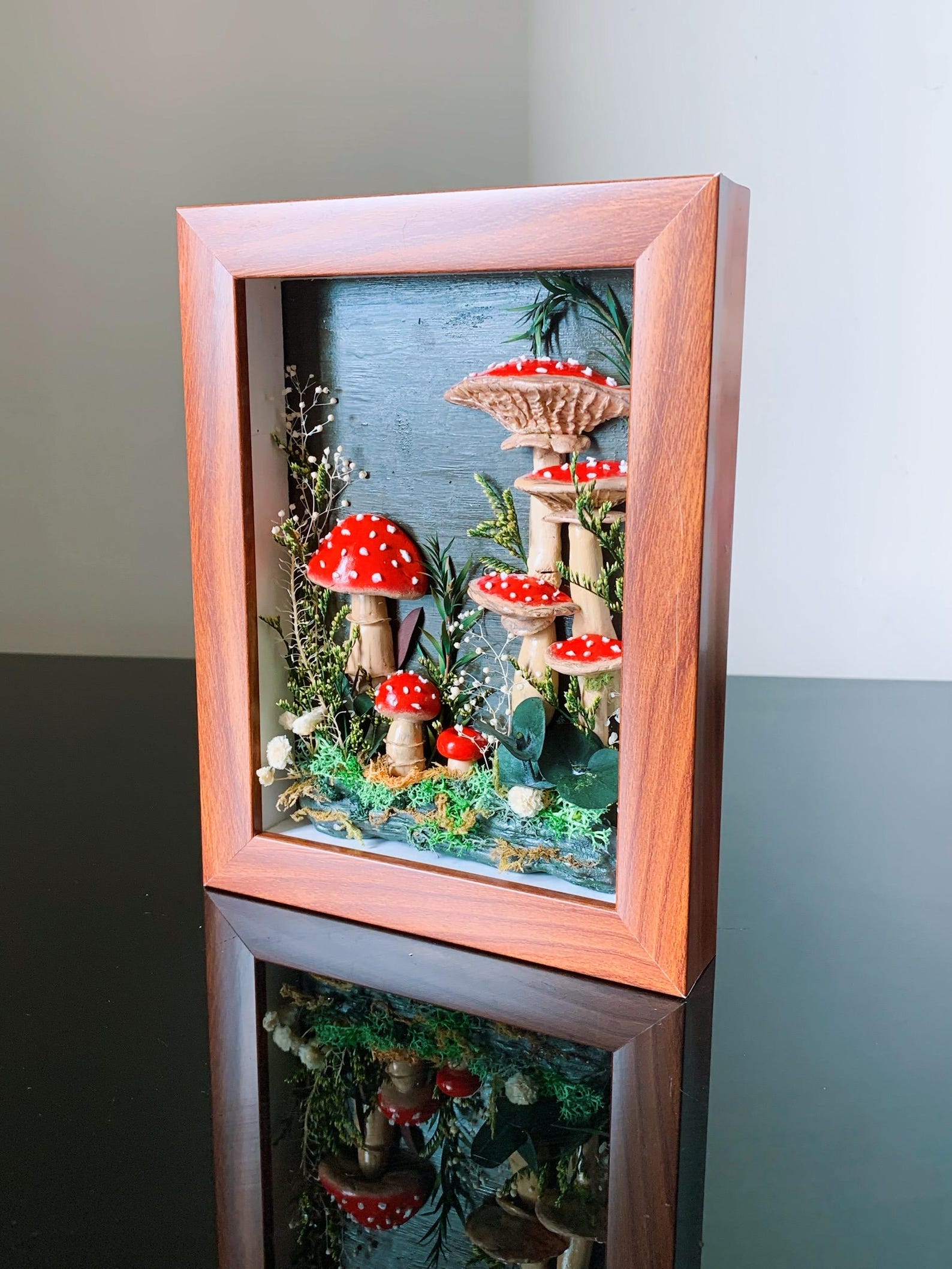 Polymer Clay Mushroom Forest Shadow Box: Cottagecore Wall Art - Etsy