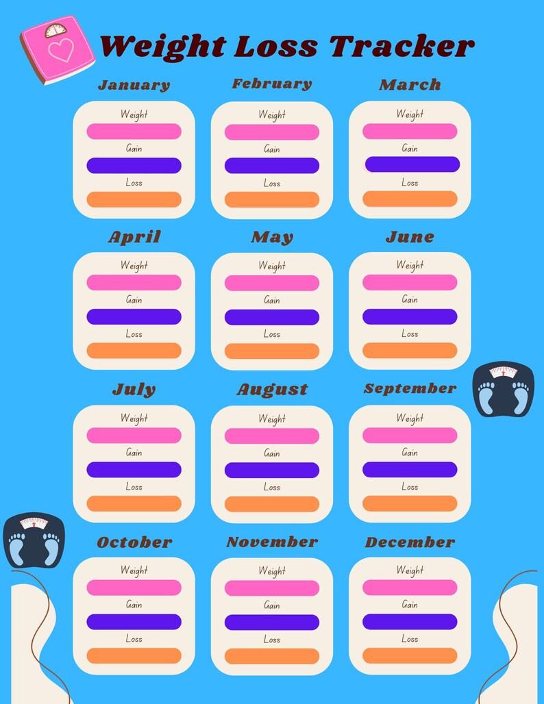 Printable Weight Tracker, Weight Loss Tracker Template, Weight Tracker ...