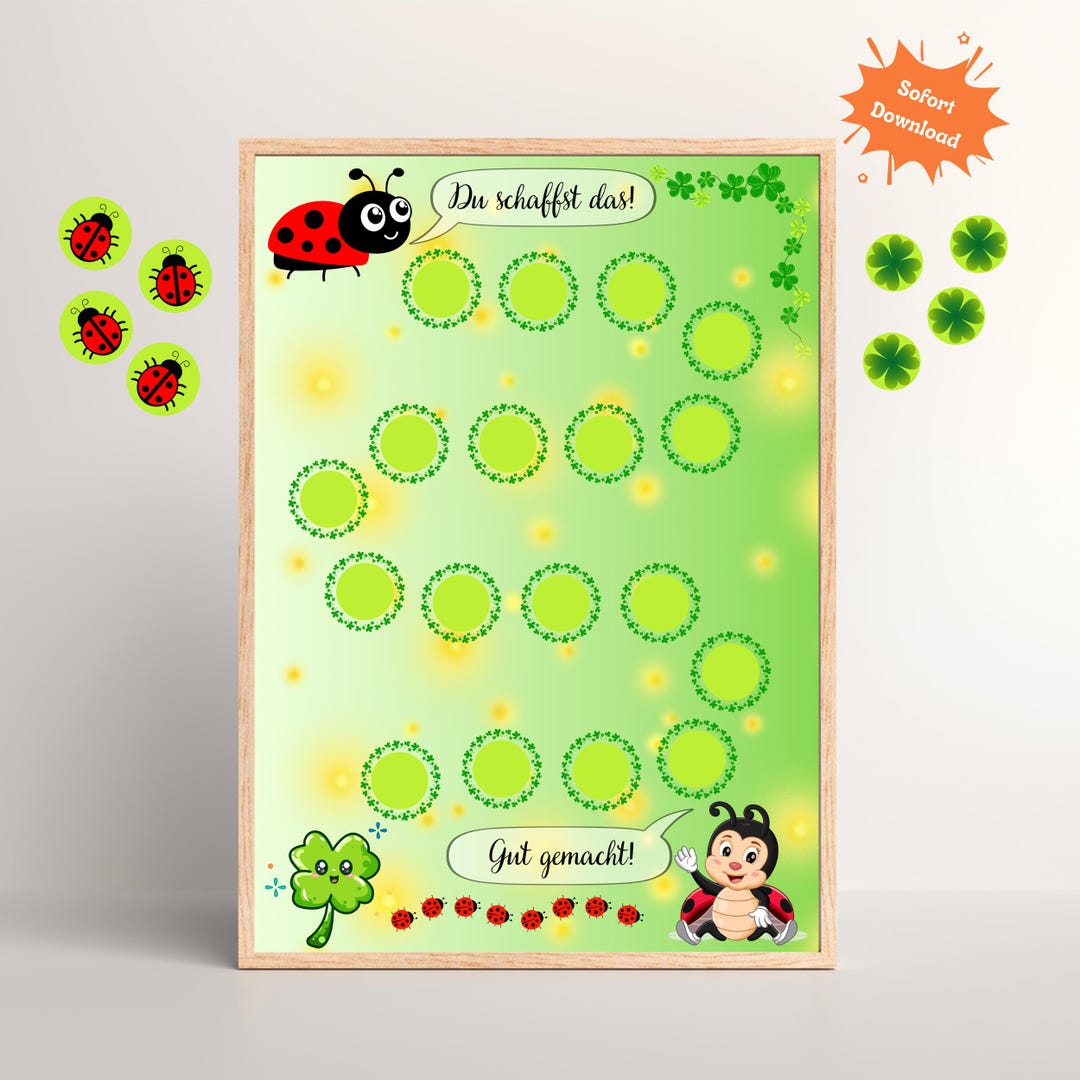 Green Ladybug Reward Chart | Reward Plan for Children | Achieve Goals ...