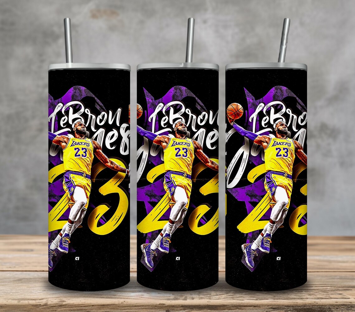 Lebron James 20oz Skinny Tumbler Sublimation Wrap | Lebron James PNG ...