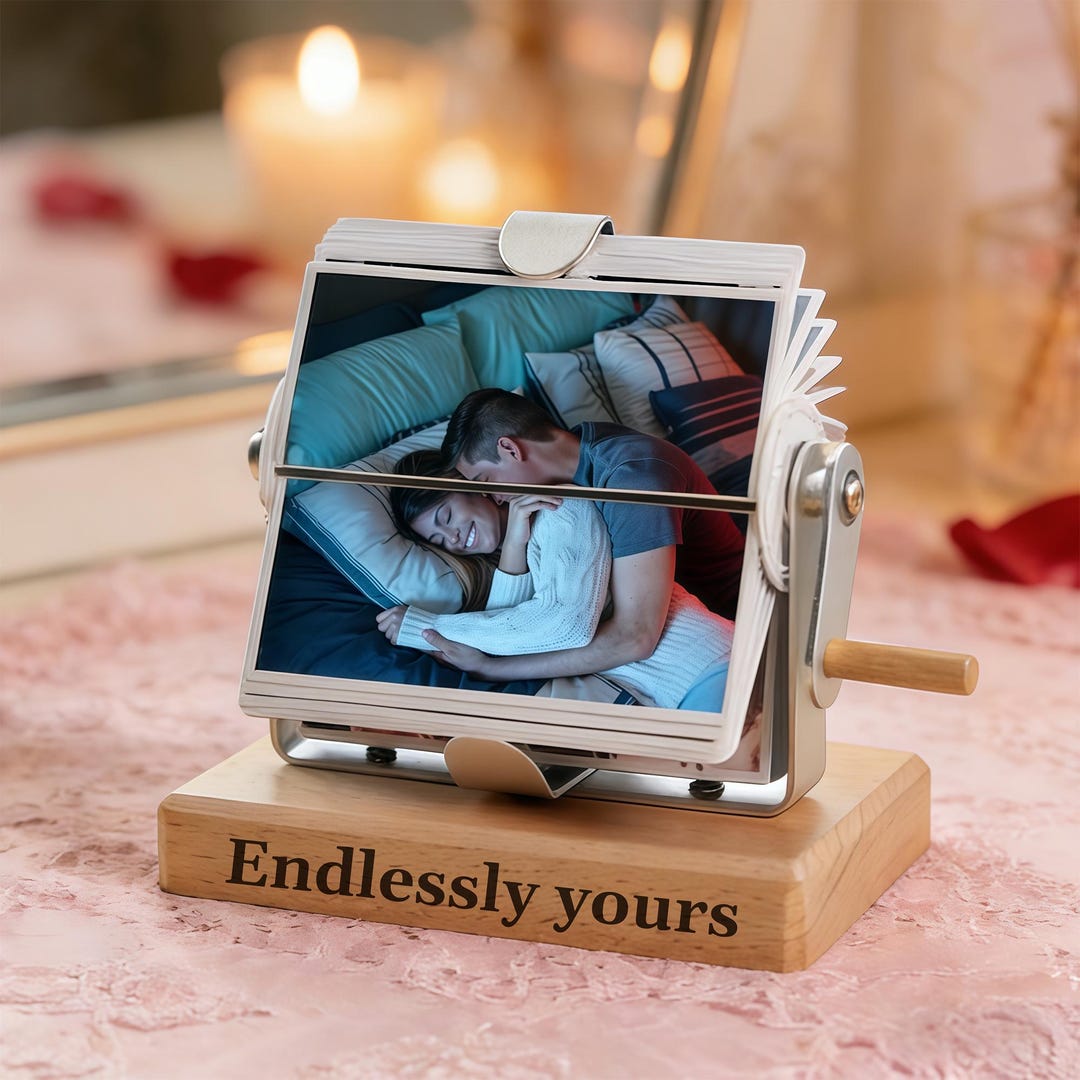 Personalized Wooden Hand Crank Photo Flip Book, Custom Wooden Flipbook ...