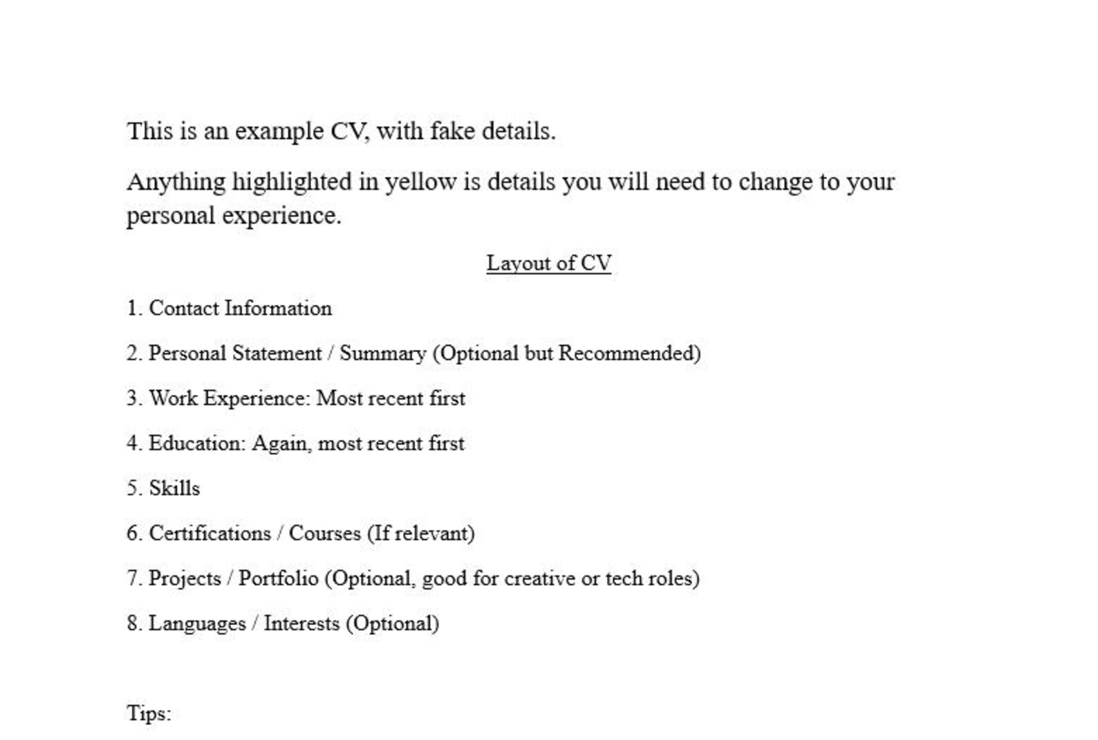 CV Template - Etsy