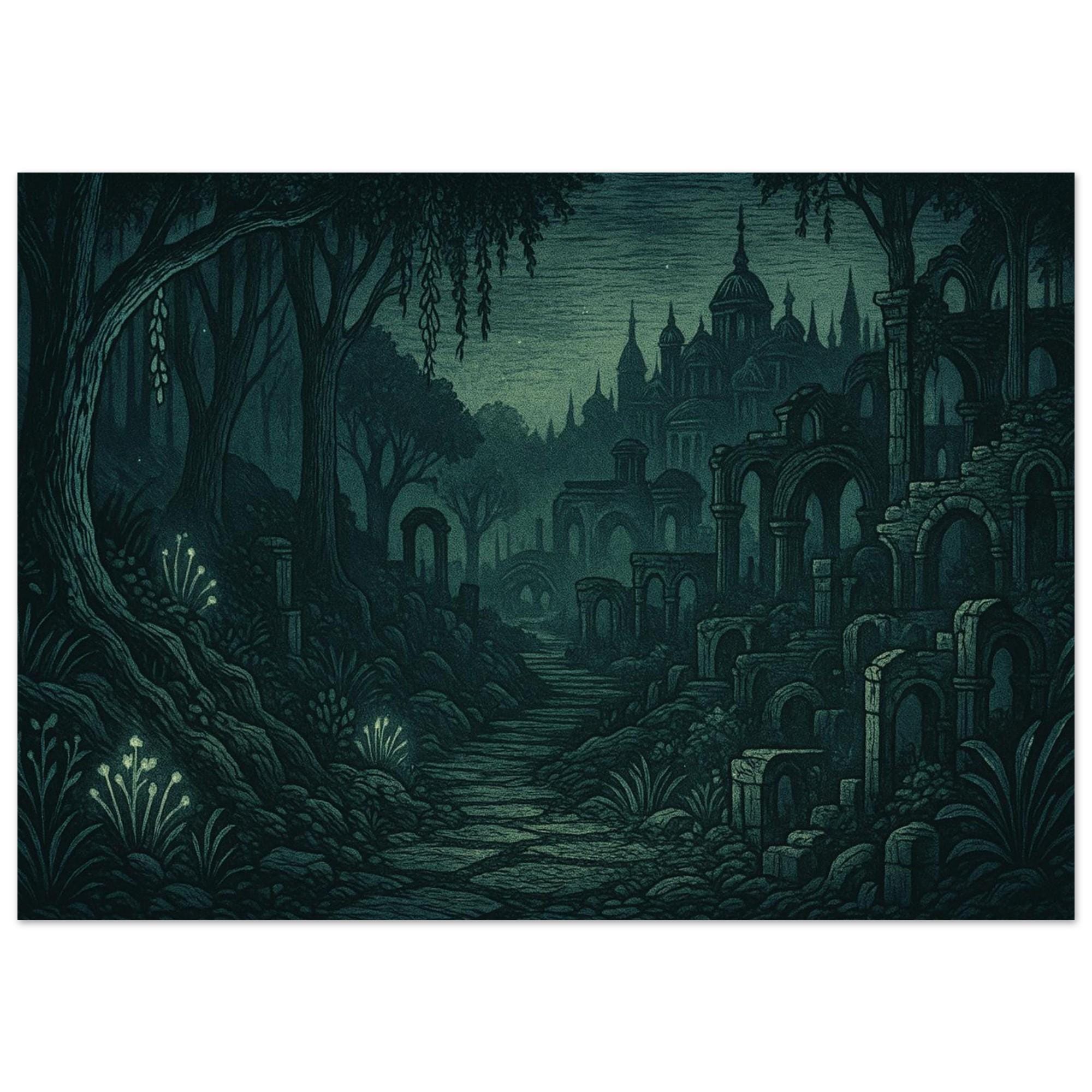 Hollow Knight Greenpath Poster - Dark Forest Ruins Print - Atmospheric ...