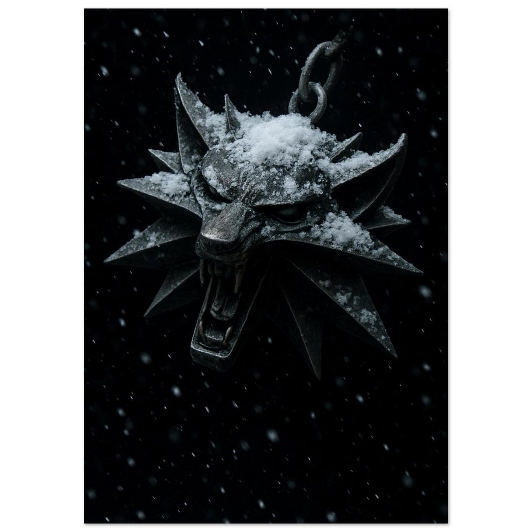 The Witcher Wolf School Medallion Poster - Wild Hunt Dark Fantasy Art ...