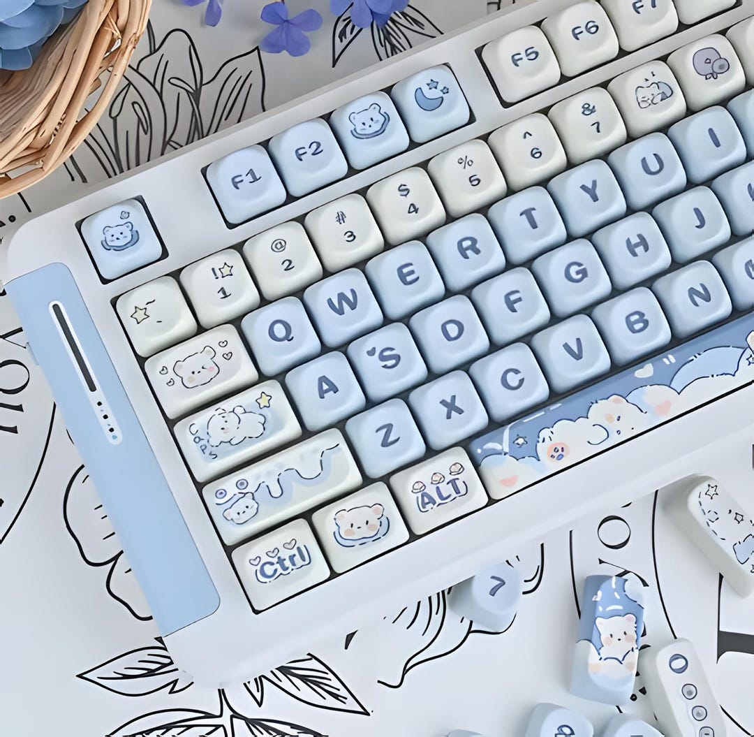 Teddy Cream Keycaps Set – Moa Profile | 144 Keys | PBT Dye-sub | Cute ...