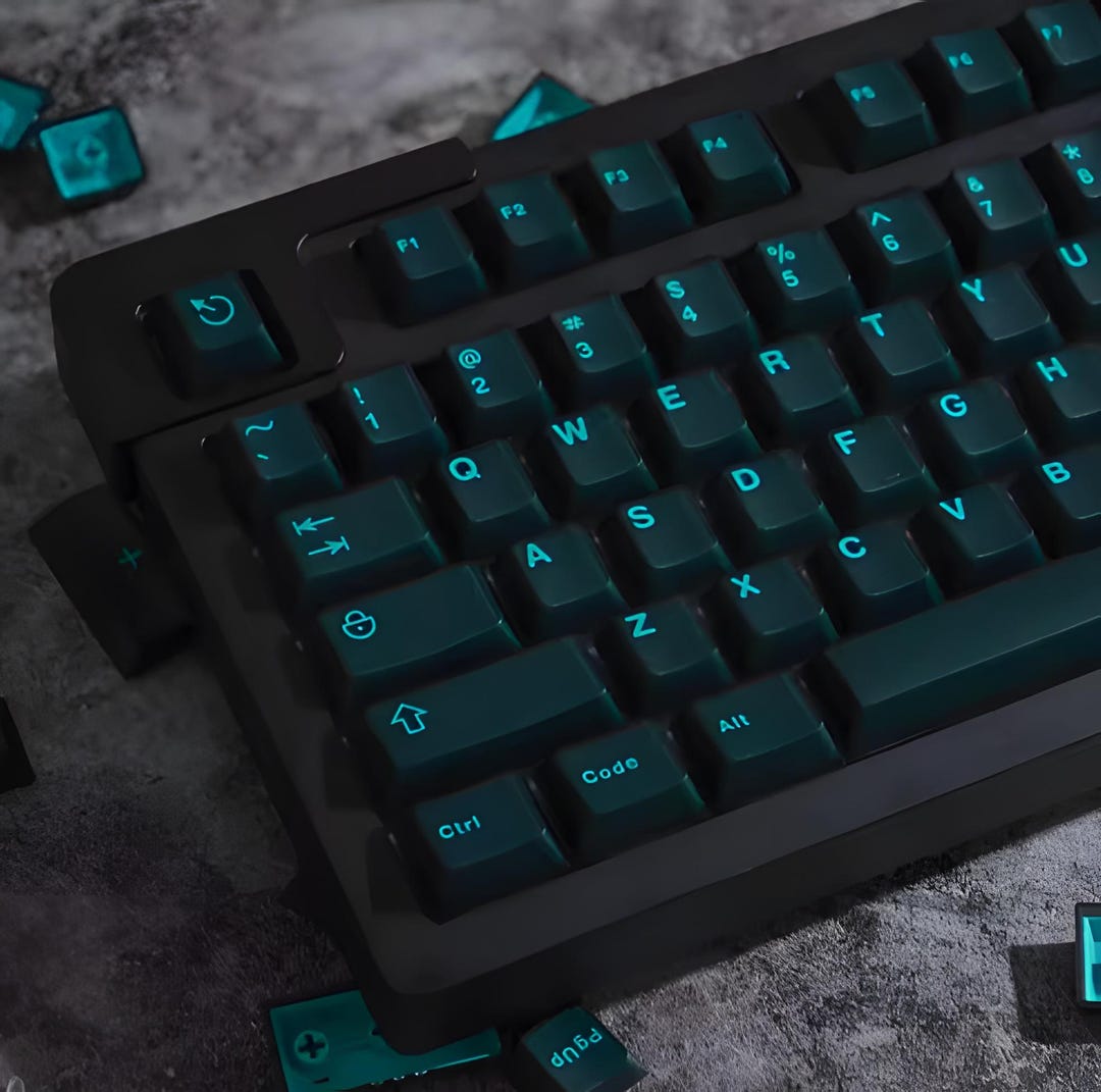 Dark Jade Translucent Keycaps – 108 Cherry Profile ABS Keys for MX ...