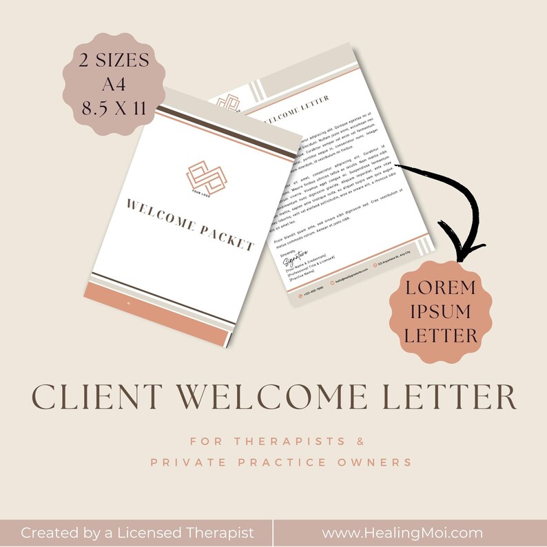 Private Practice Welcome Letter | Therapy Client Letter | Documents for ...