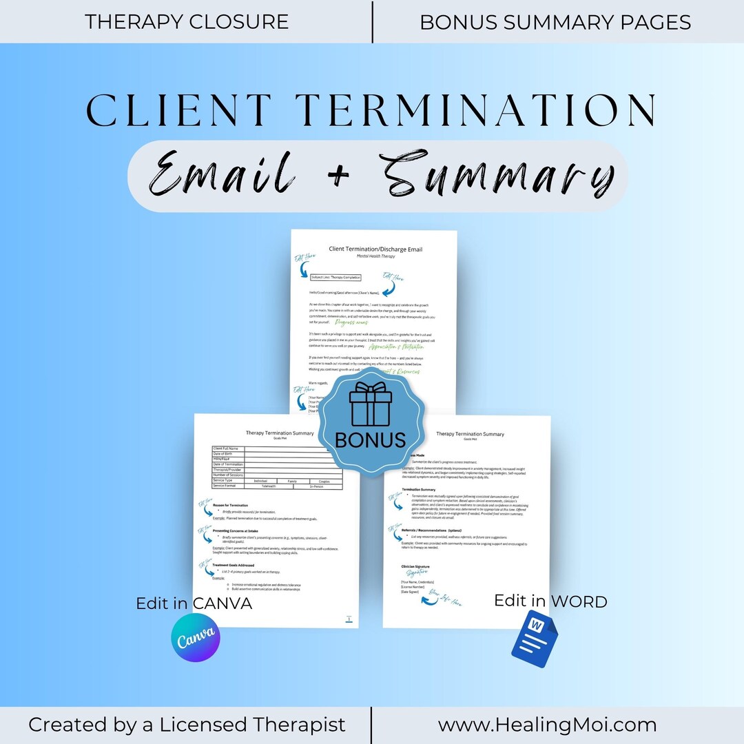 Client Termination Email Template | Clinical Discharge Summary ...