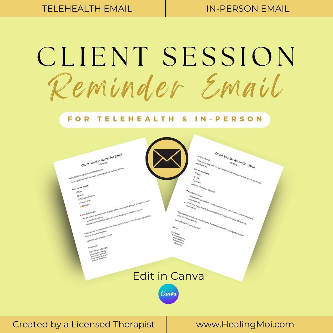 Client Session Reminder Email Templates | Private Practice Admin. Tools ...