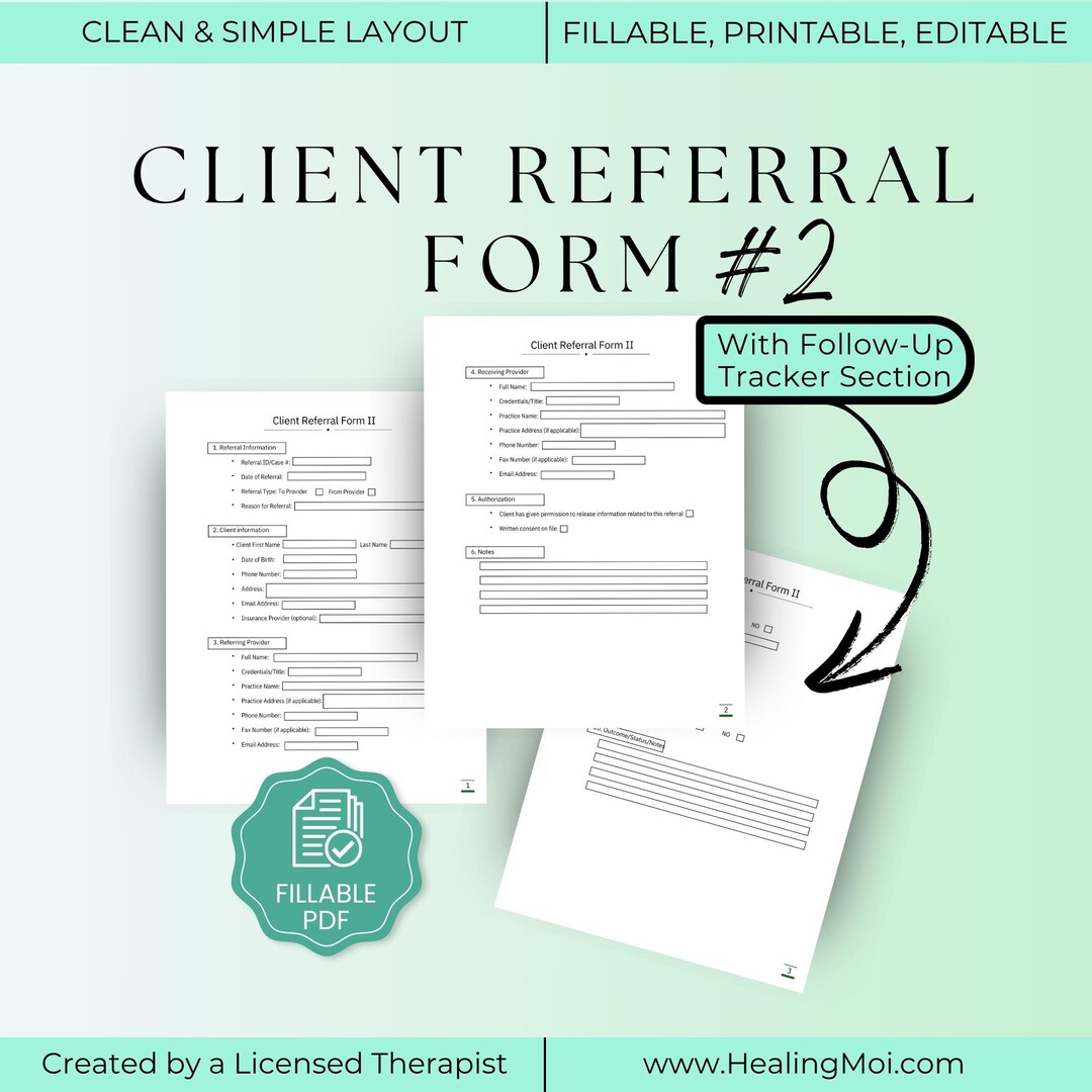 Client Referral Log Template | Private Practice Clinical Forms | Follow ...