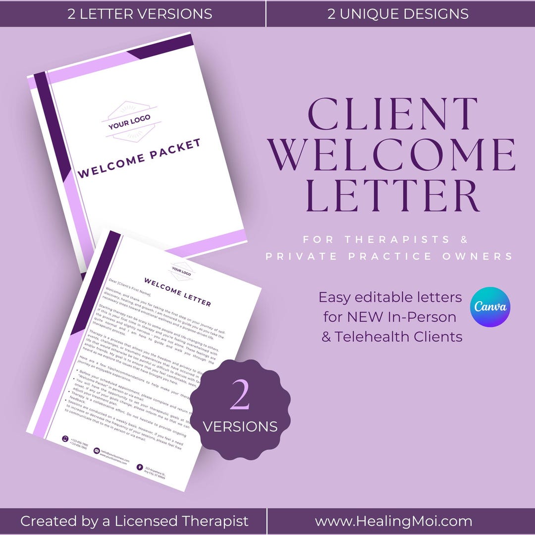 Private Practice Welcome Letter | Therapy Client Letter | Documents for ...