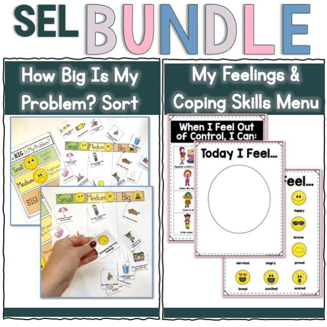 Identifying Feelings & Coping Skills and How Big is My Problem? Bundle ...