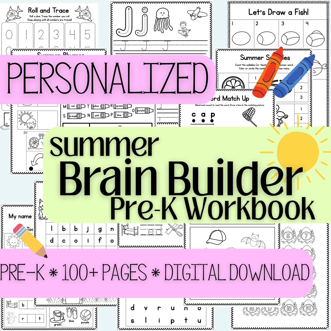 Prek Preschool Summer Brain Builder Workbook Activities Packet - Etsy