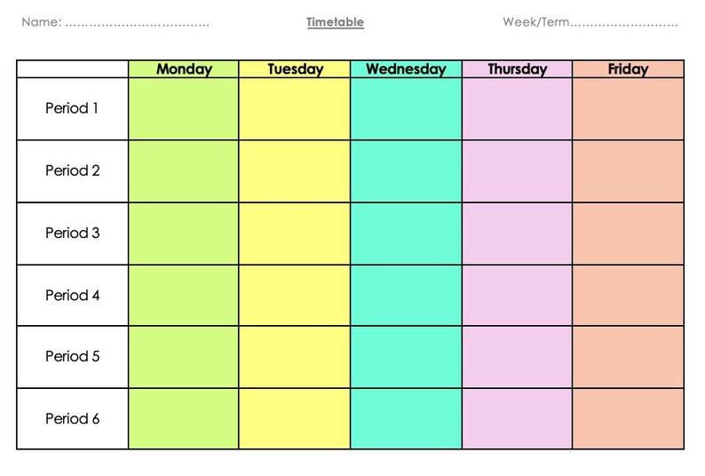 Student Timetable Templates: 60-page Weekly Class Schedule (PDF & DOCX ...
