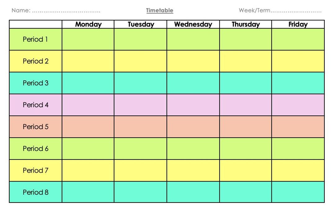 Student Timetable Templates: 60-page Weekly Class Schedule (PDF & DOCX ...