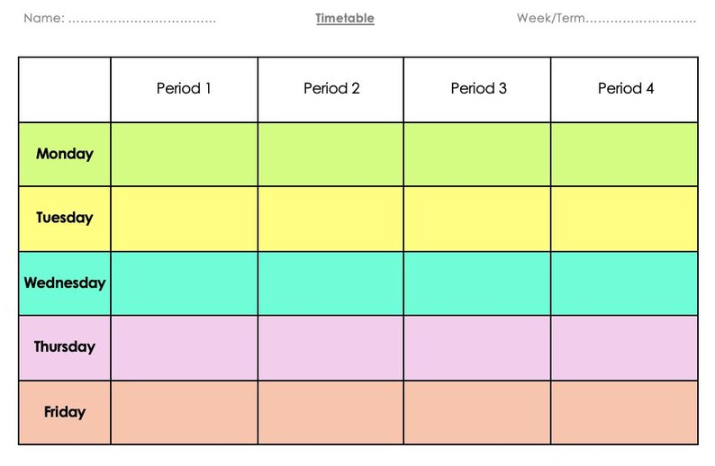 Student Timetable Templates: 60-page Weekly Class Schedule (PDF & DOCX ...
