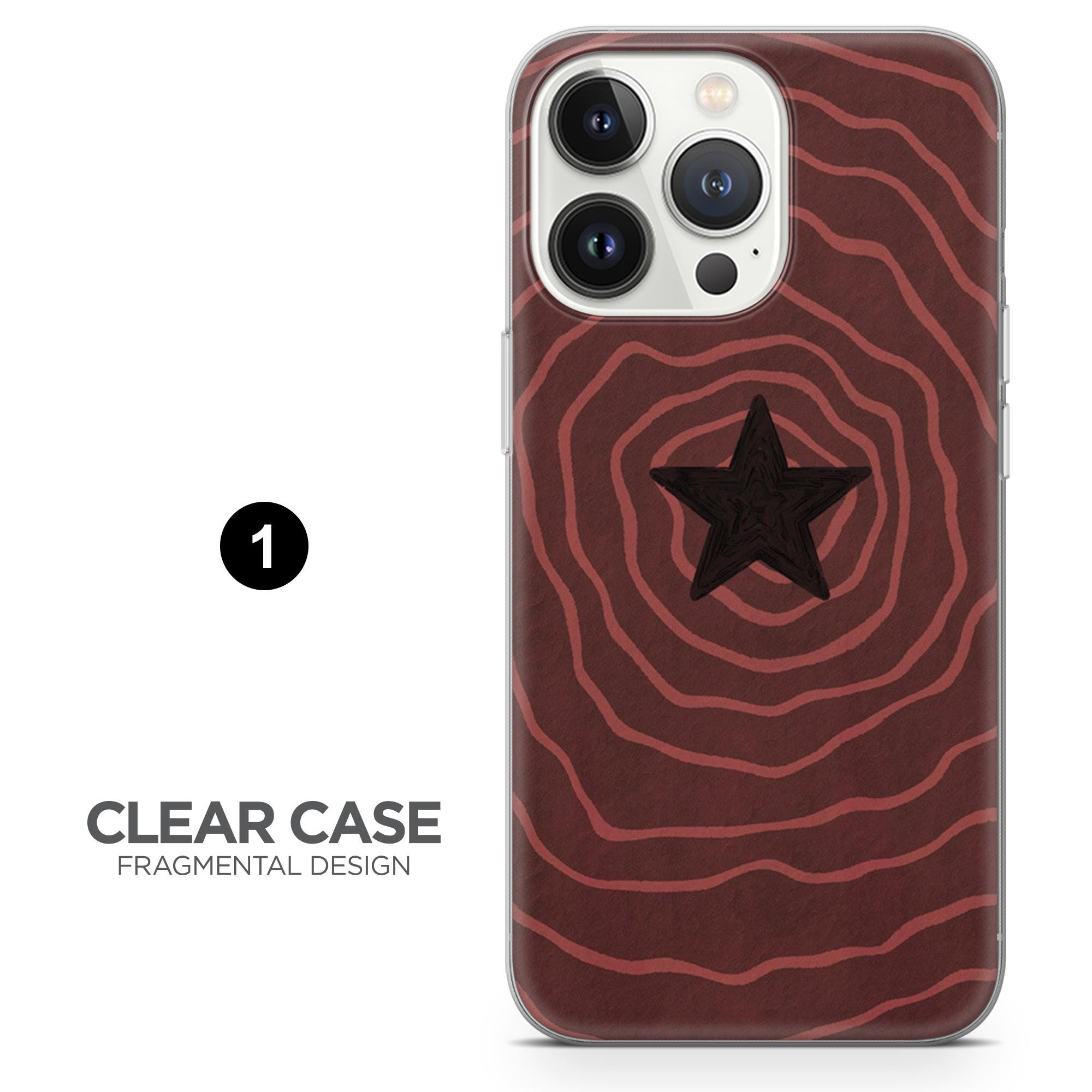 Grunge Phone Case Star Dark Red Cover for iPhone 17, 16, 15, 14, 13, 12 ...