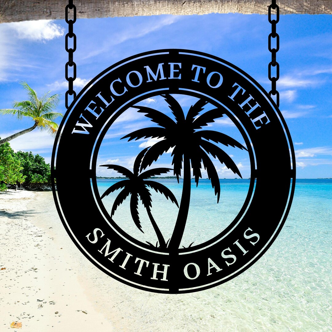 Custom Metal Palm Tree Sign: Personalized Beach House Decor - Etsy