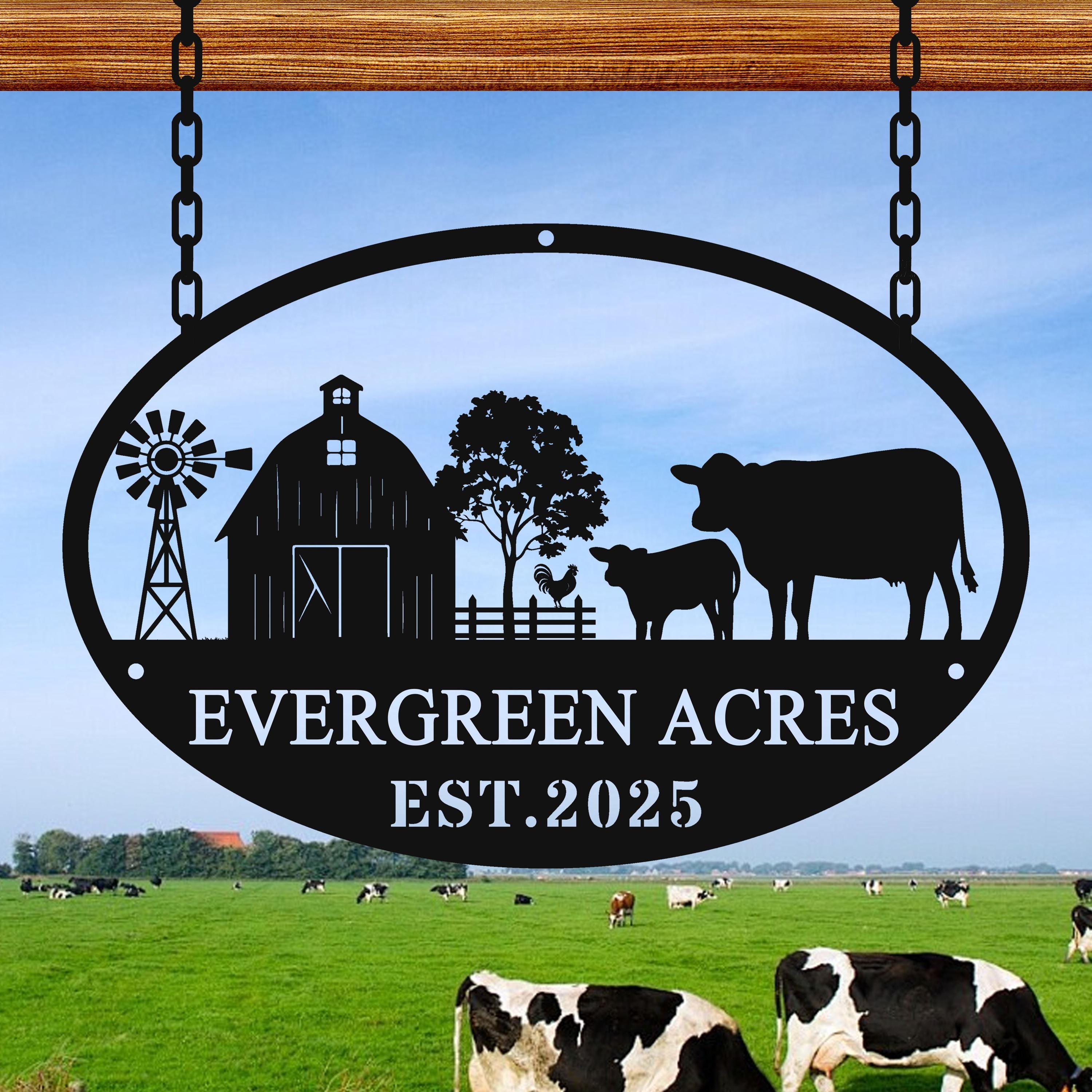 Personalized Cow and Calf Ranch Sign, Custom Metal Farmhouse Wall Decor ...
