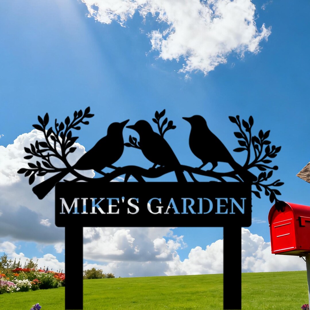 Metal Garden Sign, Custom Garden Name Stakes, Personalize Flower Sign ...