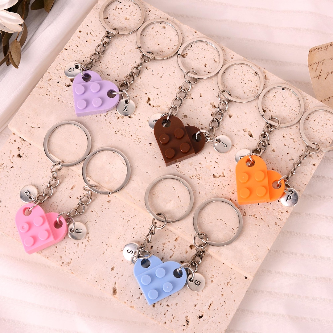 Personalized LEGO Heart Keychain | Initial Heart Keychain | Heart ...