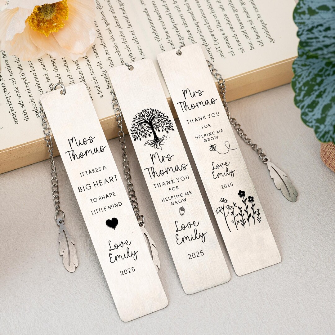 Personalized Metal Bookmark | Engraved Name, Teacher Gift - Etsy