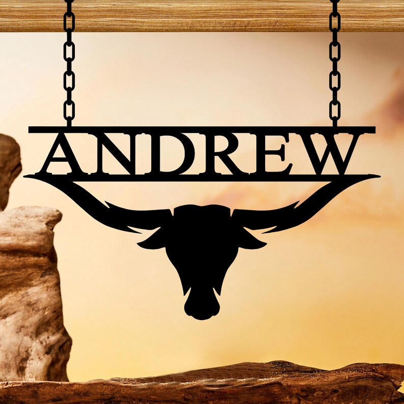 Longhorn Metal Wall Art - Personalized Ranch Sign - Western Home Decor ...