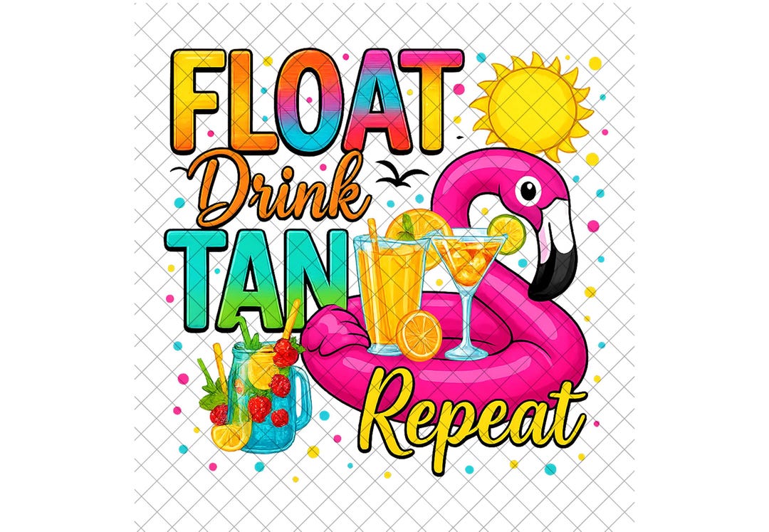 Float Drink Tan Repeat PNG, Summer Flamingo Sublimation Design ...