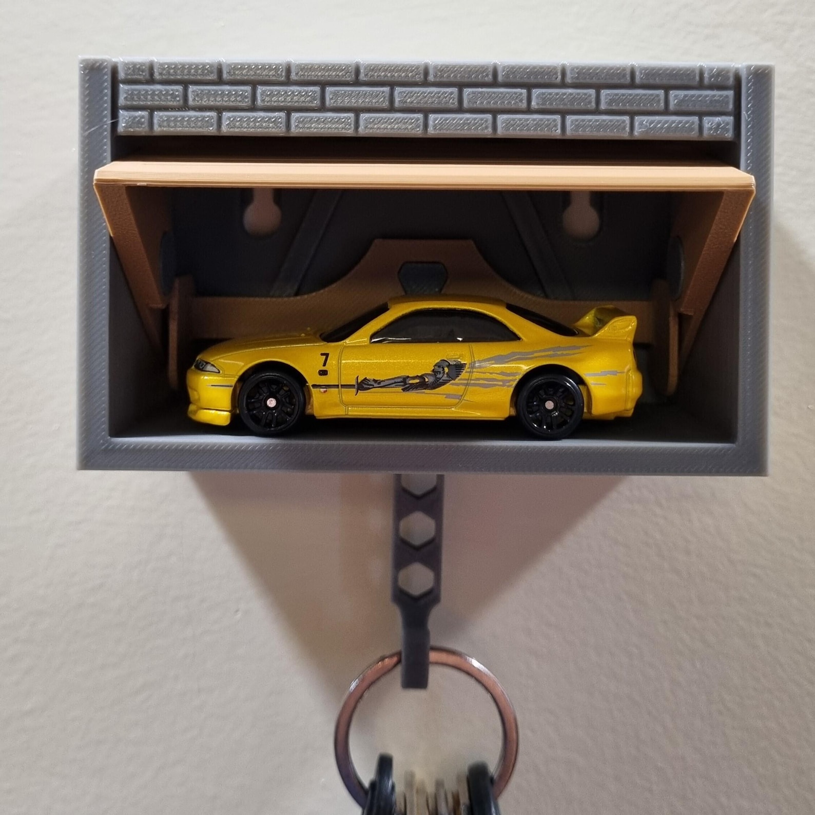 Customizable Key Holder, Hotwheels Car Wooden Panel Design Garage With Opening Door - Hotwheels ...