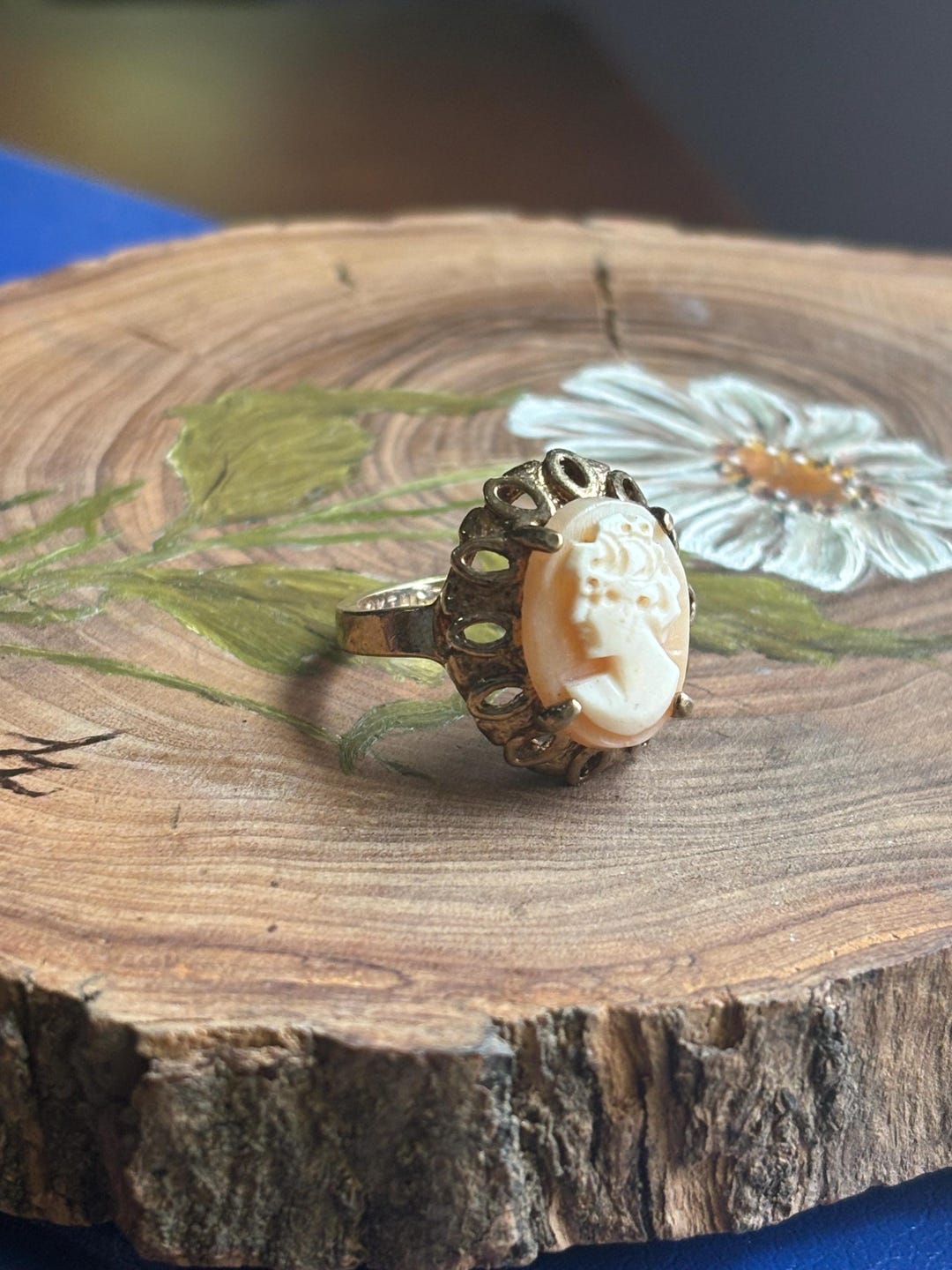 Vintage Art Deco Uncas Cameo Ring, 18k Gold Plated, Size 4.5 - Etsy