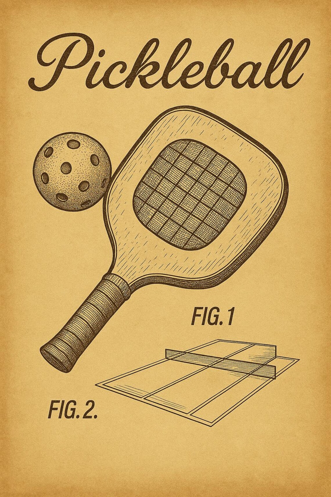 Vintage Pickleball Wall Art | Printable Sports Patent Poster | Retro ...