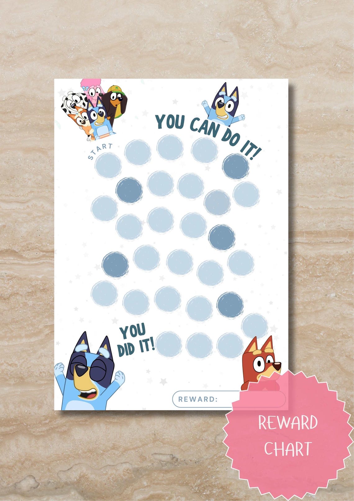 Bluey Reward Chart, Children's Reward Chart, Children's Sticker Chart ...