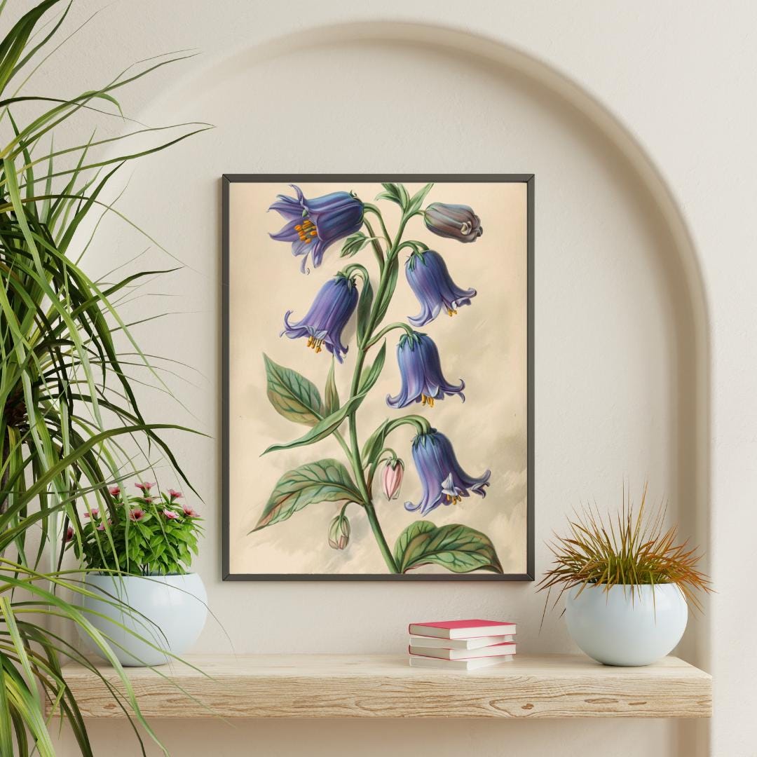 Vintage Bluebell Botanical Print – Antique Flower Illustration Wall Art ...