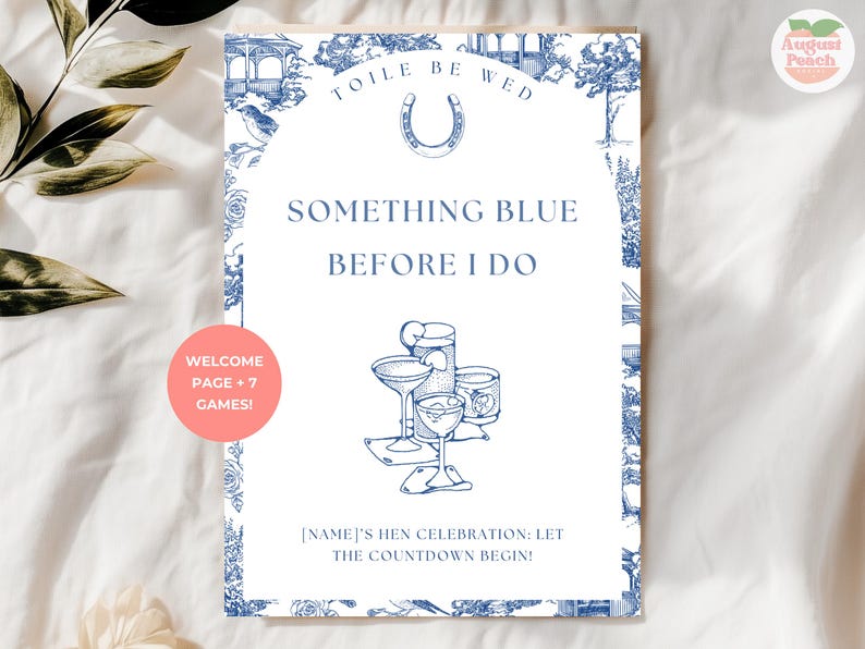 A5 French Toile Hen Party Game Bundle | Something Blue Before I Do ...