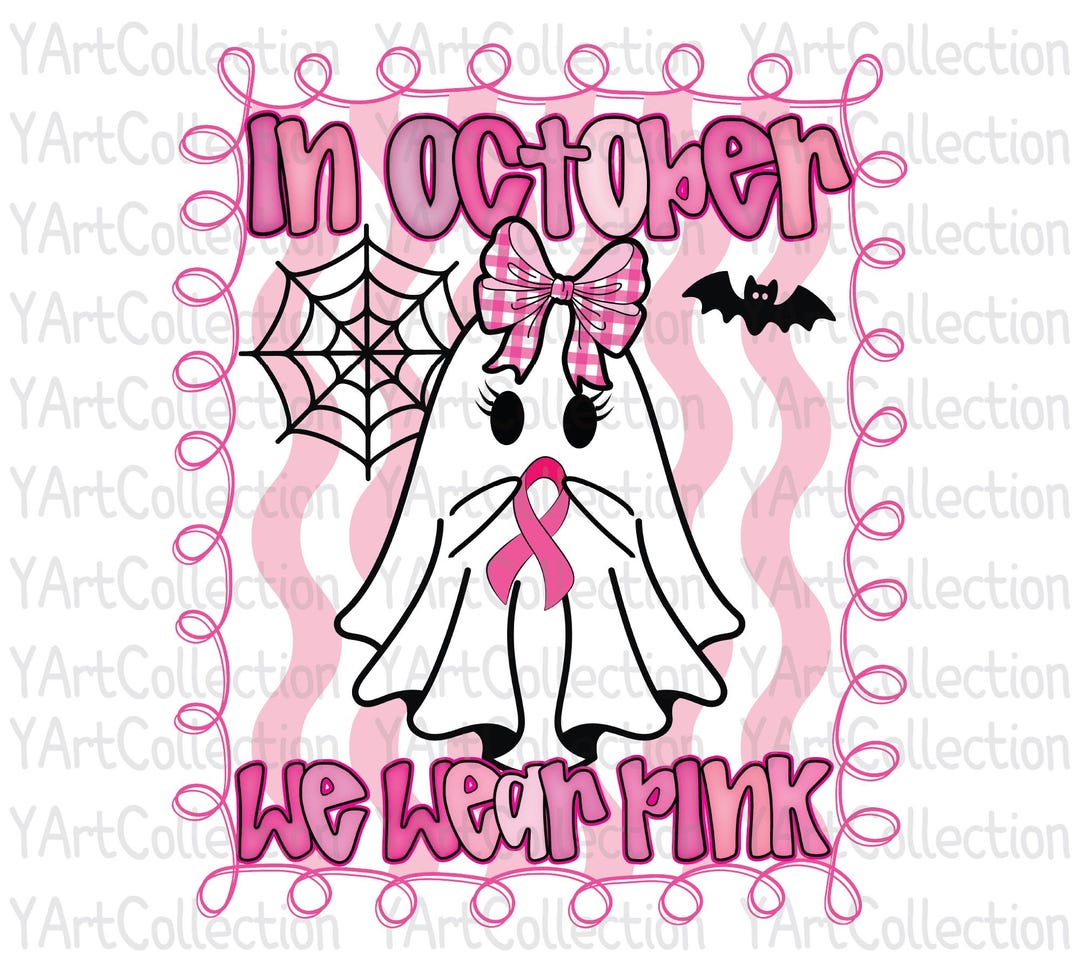 In October We Wear Pink Png, Breast Cancer Awareness Png, Preppy Breast ...