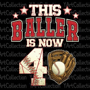Baseball 4th Birthday Boy PNG, This Baller Design (digital Download) - Etsy