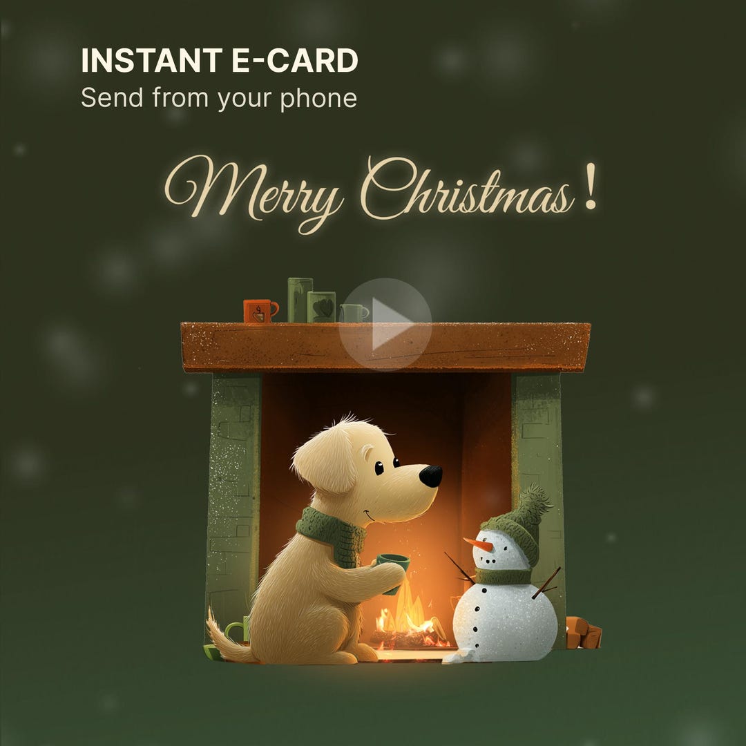 Animated Christmas E-card · Cozy Dog Fireplace Holiday Video · Merry ...