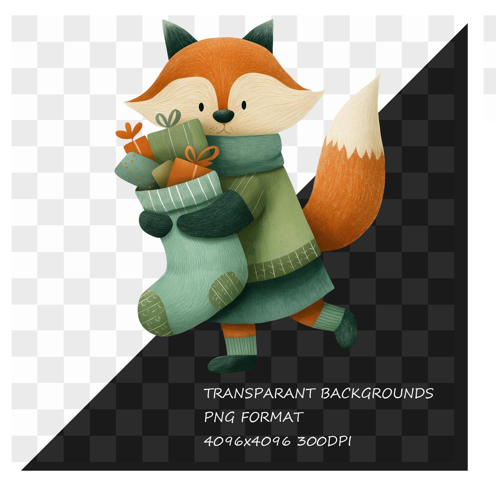 Nordic Fox Christmas Clipart | Scandinavian Winter Animals, Holiday ...