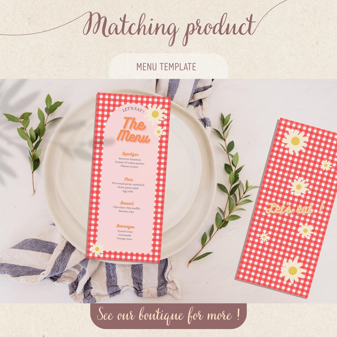 Picnic Invitation Gingham Theme, Colorful Card to Personalize for ...
