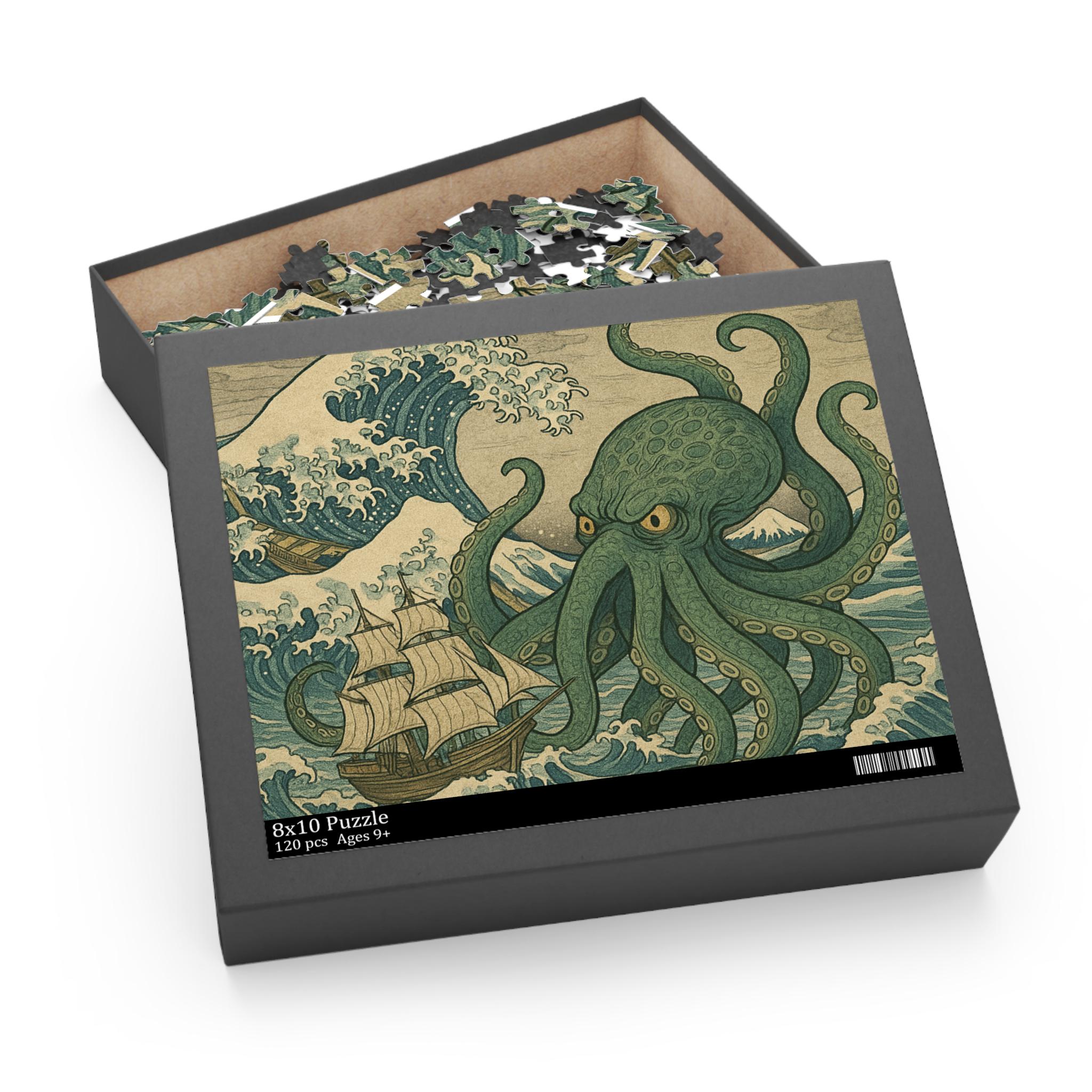 Kraken in Traditional Japanese Ukiyo-e Style | Sea Monster and Great ...