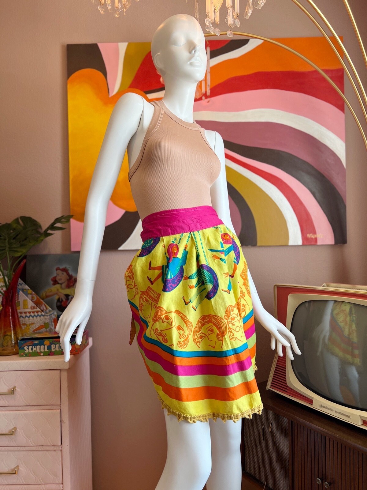 60s Dance Hippie Gypsy Cartoons Rainbow Male Female Skirt Cover ...