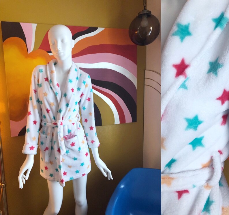90s Sz. S Stars Novelty Pastel Cozy House Robe - Etsy